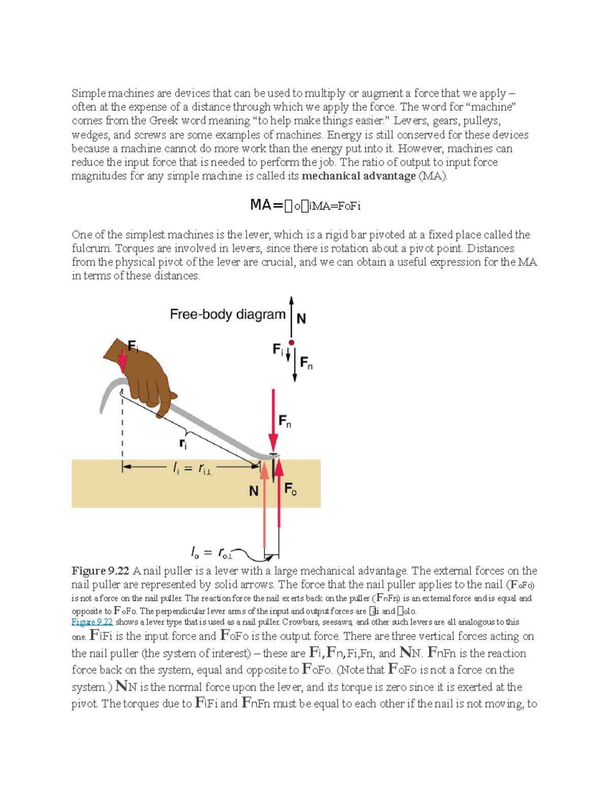 Physics 2023 Lecture Notes: Understanding Simple Machines and MA - Studocu