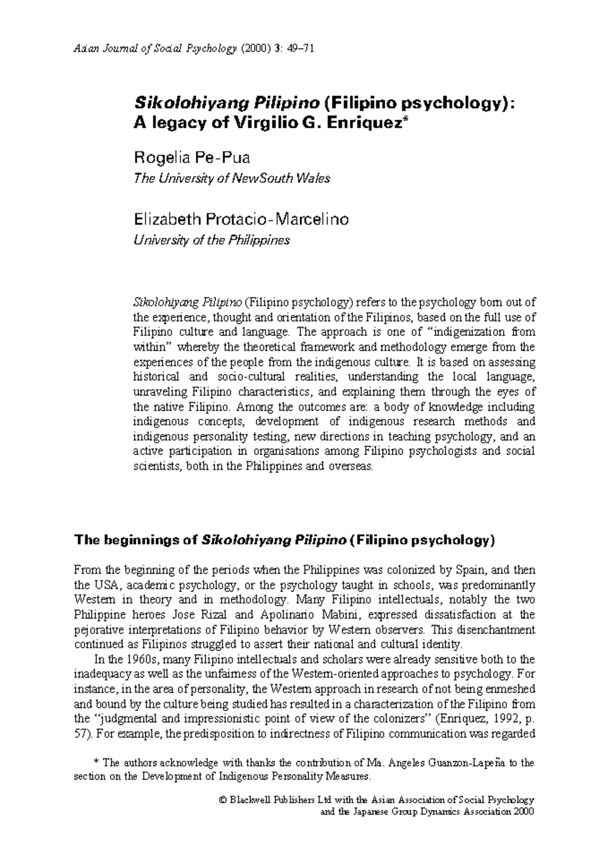 Sikolohiyang Pilipino: The Legacy of Virgilio G. Enriquez in Psychology ...