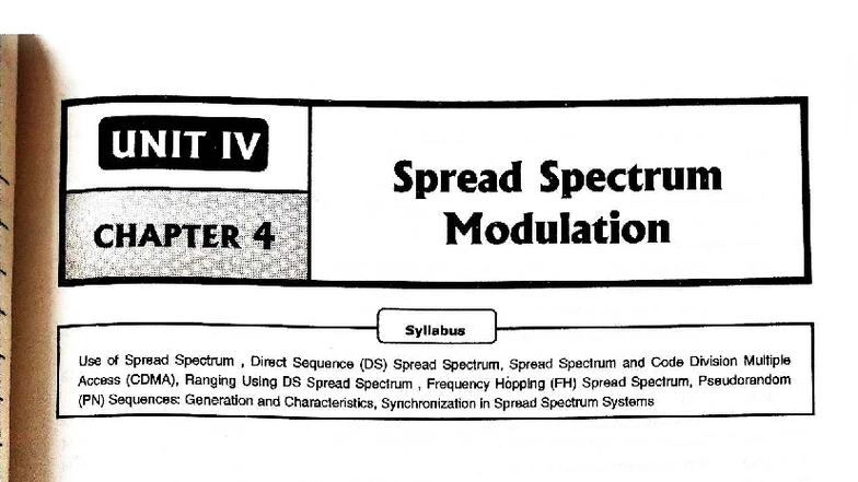 DC-Unit-4: Spread Spectrum Modulation Notes - Studocu