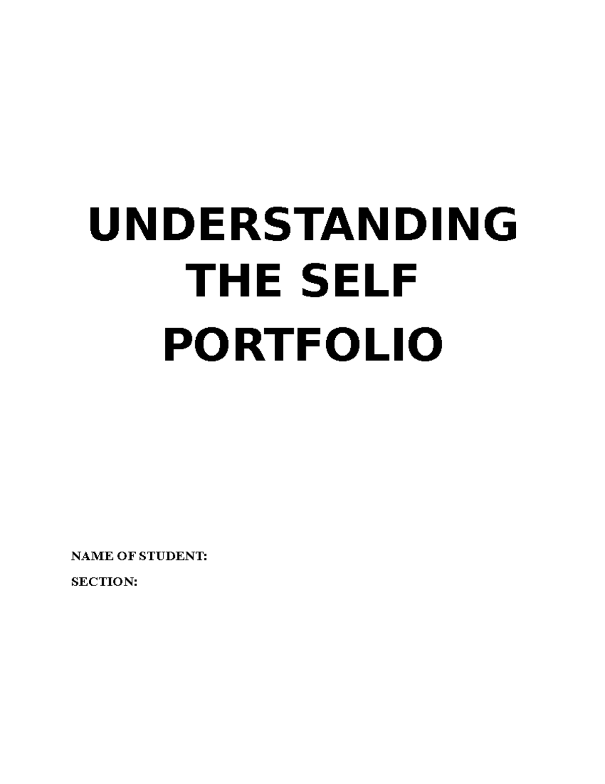 UTS SS111 Sample Portfolio - UNDERSTANDING THE SELF PORTFOLIO NAME OF ...