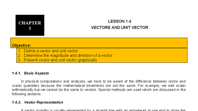 PY 21 Lecture Module 1: Vectors and Unit Vectors Overview - Studocu