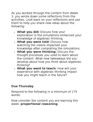 MTH WK 3 Summative Assessment - Exam Content As an aspiring educator ...