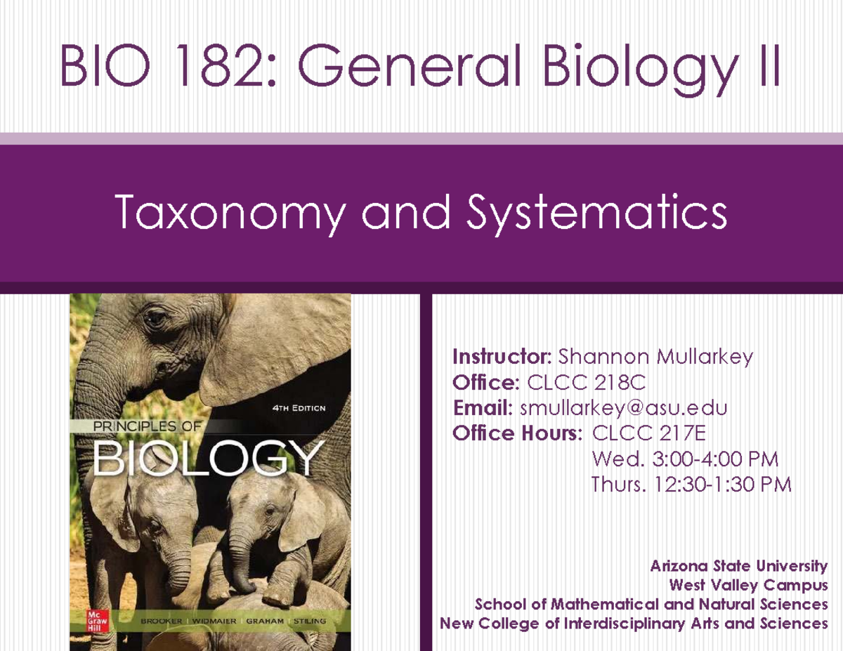 BIO 182: General Biology II - Taxonomy and Systematics Lecture - Studocu