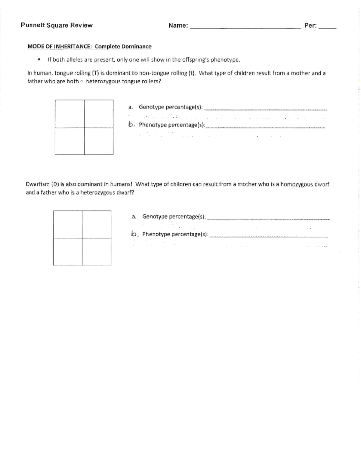 Codominance Worksheet Blood Types NonMendelian Genetics Worksheets