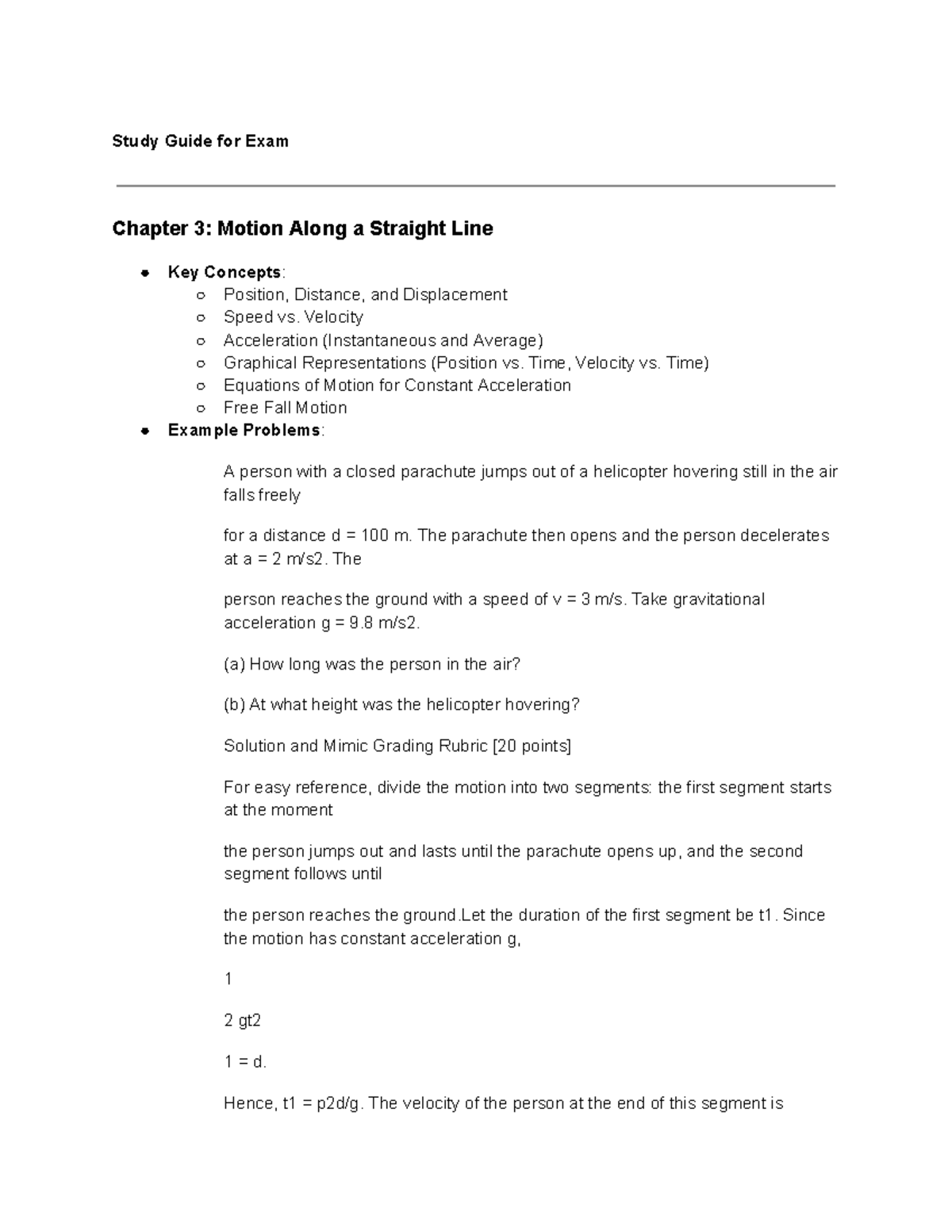 Physics Study Guide for Exam: Motion & Newton's Laws - Studocu