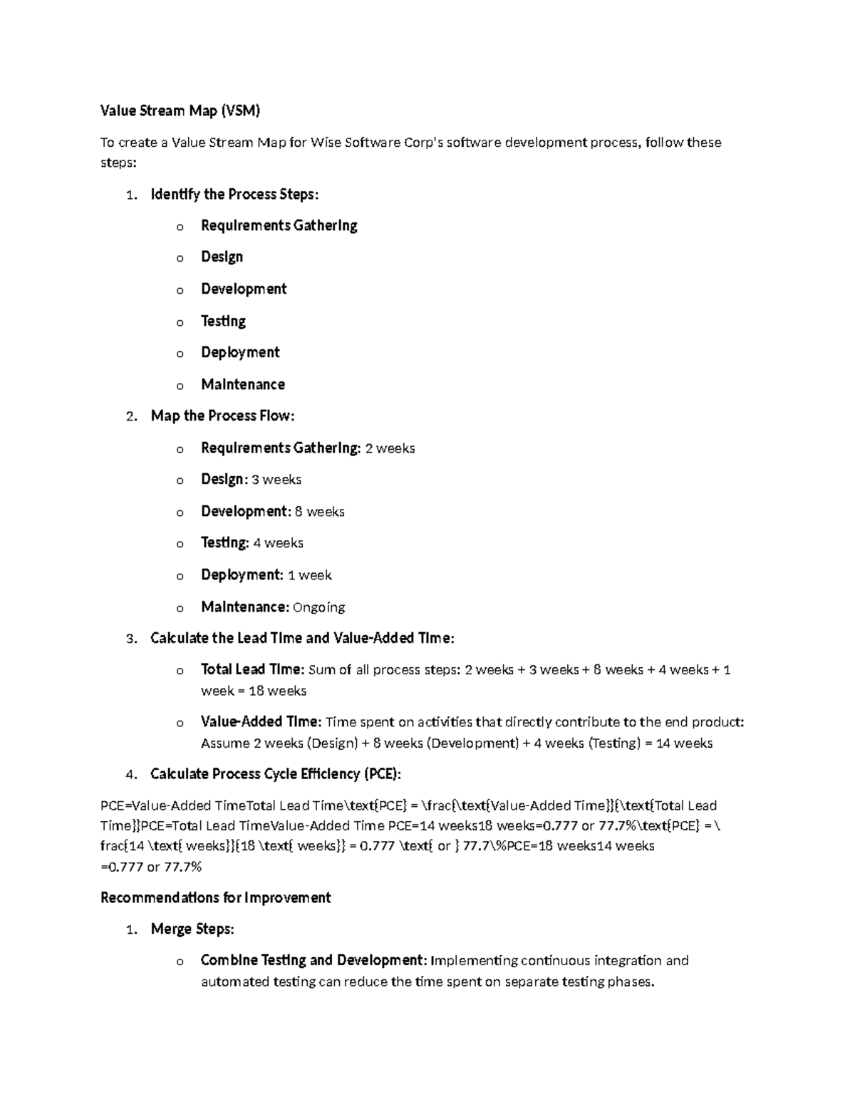 Value Stream Mapping (VSM) & Process Optimization - Wise Software Corp - Studocu