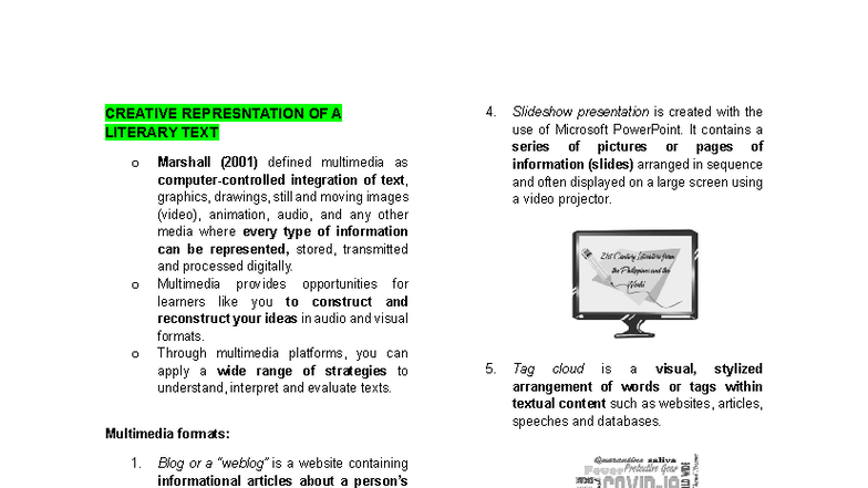 21st Century Literature - Module 4 & 5 Notes on Multimedia & Short ...