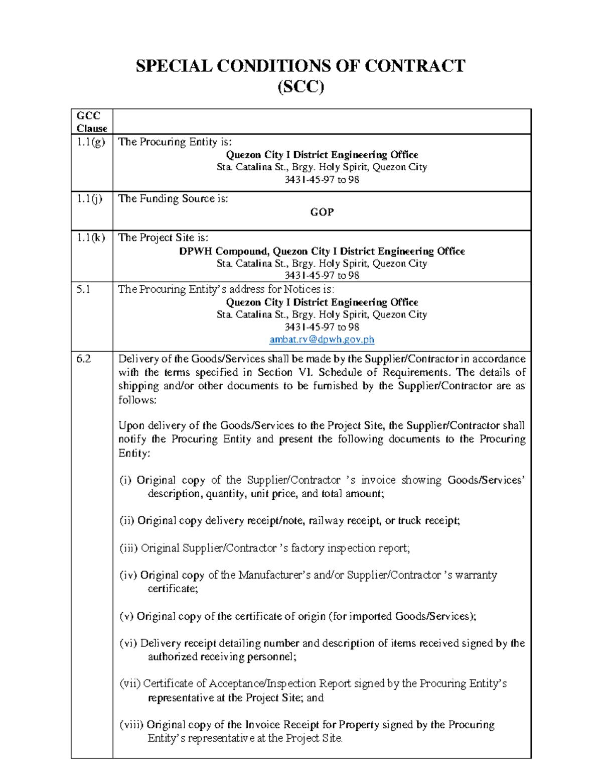 DPWH SCC & GCC: Essential Guidelines and Provisions for Contracts - Studocu