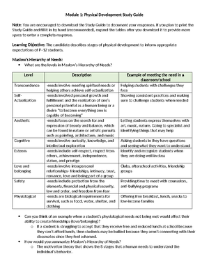D094 d307 m8 study guide - Module 8: The Relationship Between ...