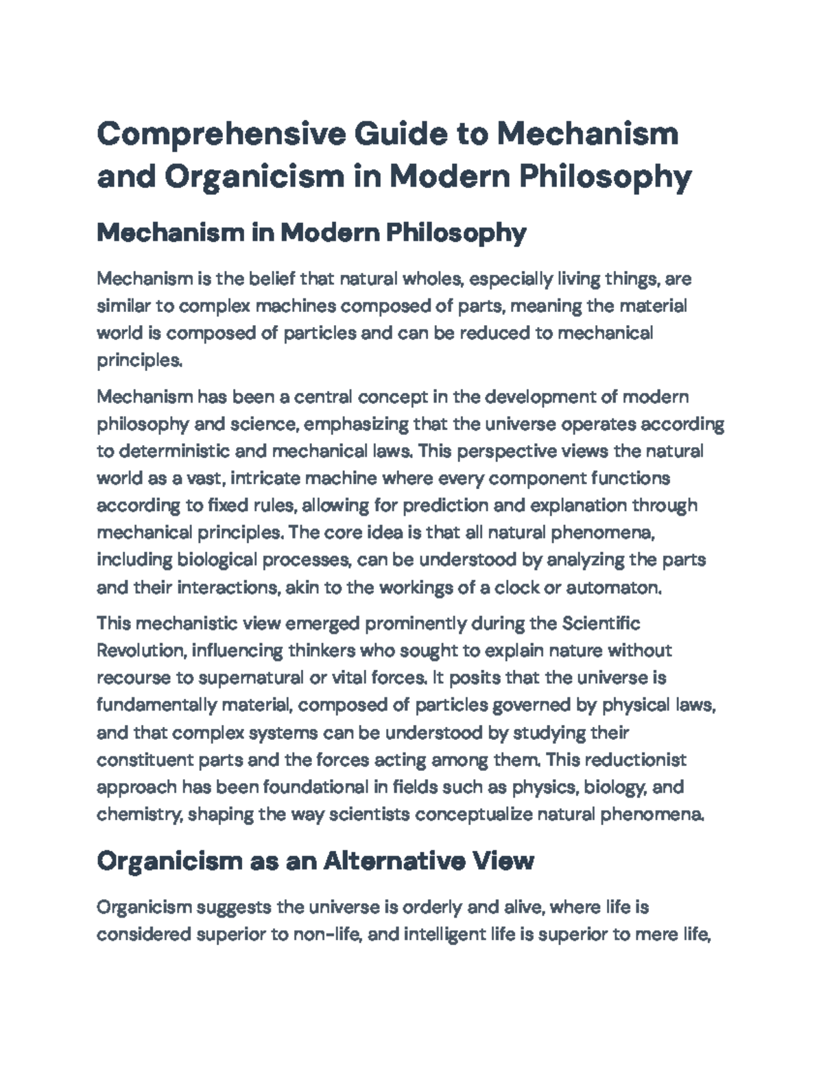 Comprehensive Overview of Mechanism & Organicism in Modern Philosophy ...