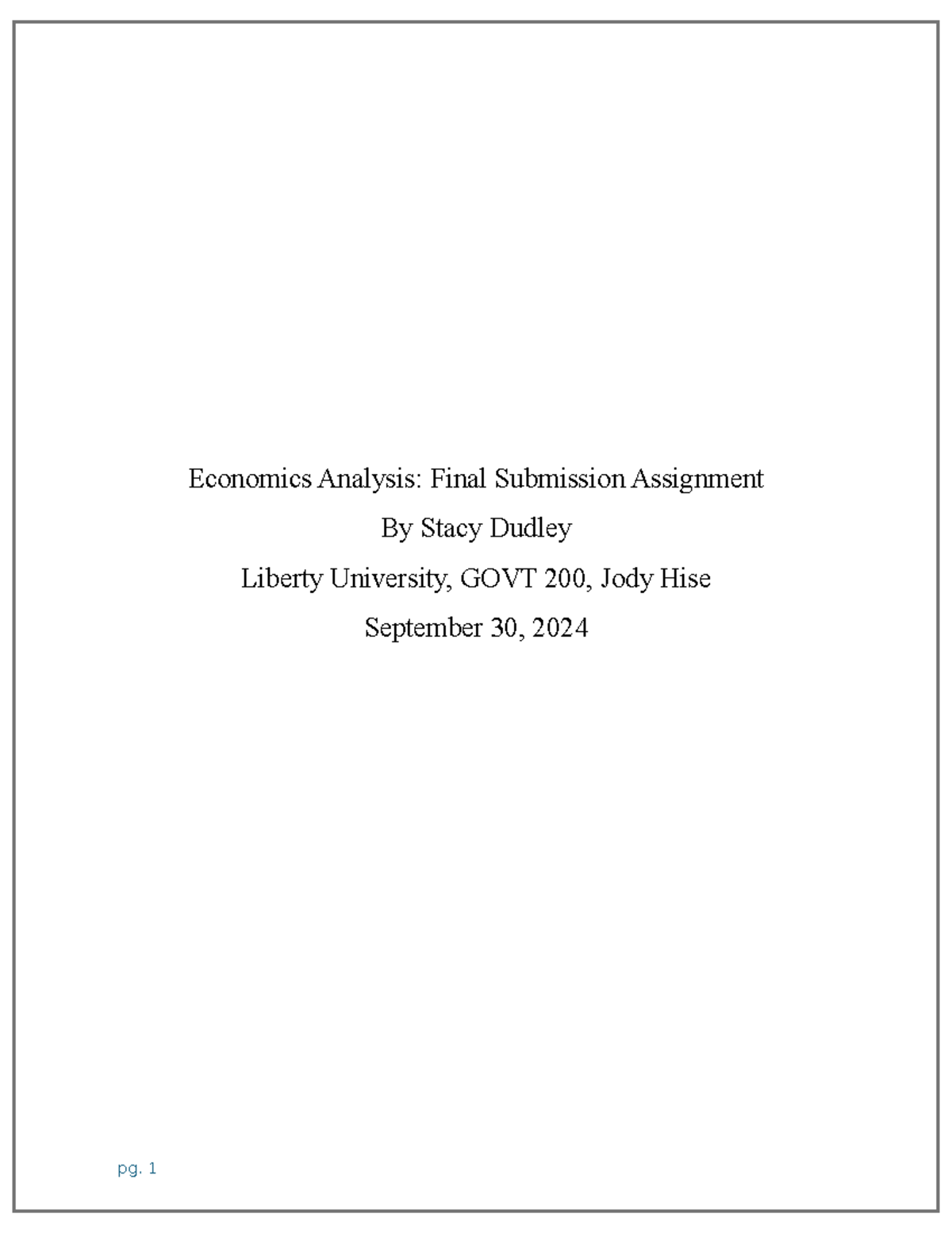 GOVT 200 Economics Analysis: Final Submission on Federal Reserve Effects - Studocu