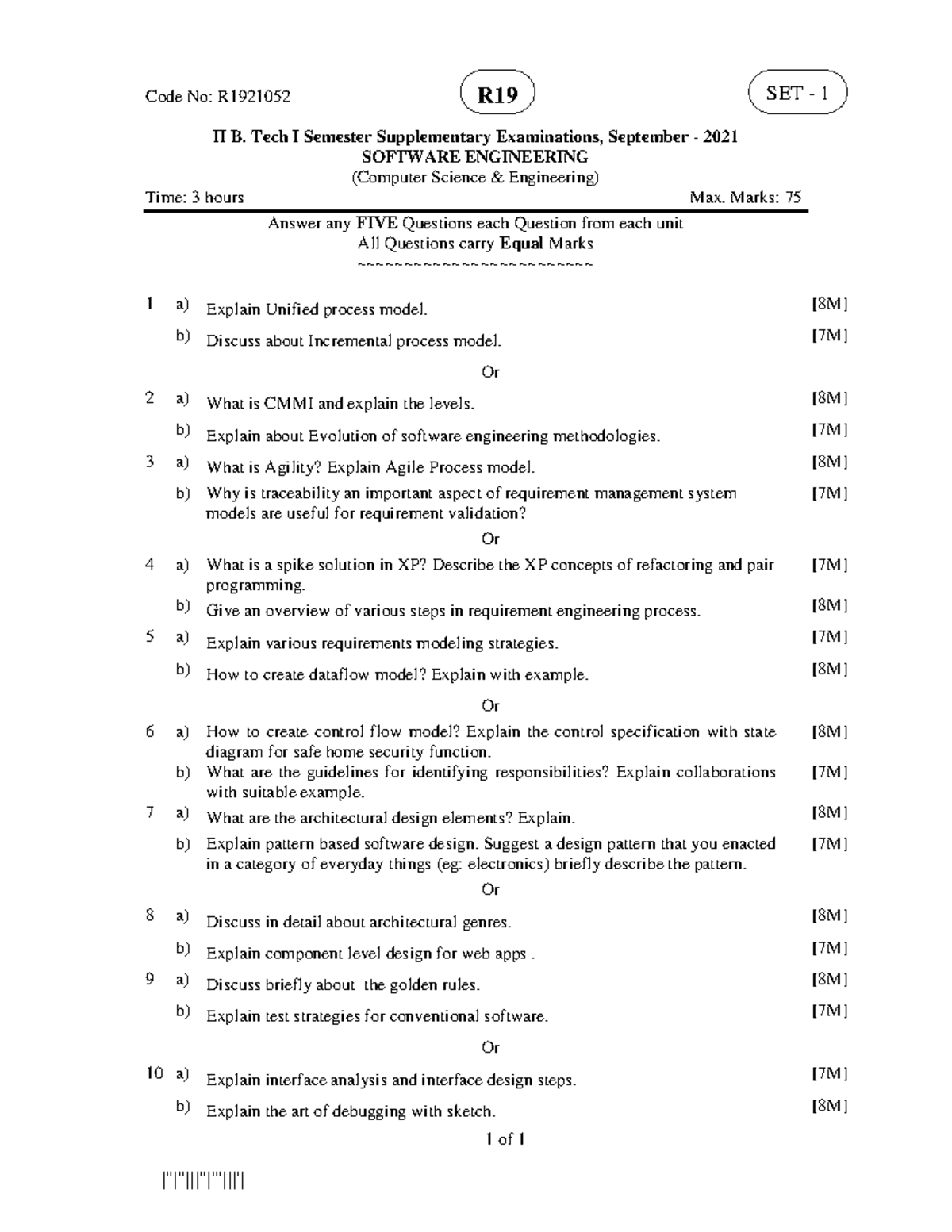 Software Engineering II B. Tech I Sem Supplementary Exam Sept 2021 ...