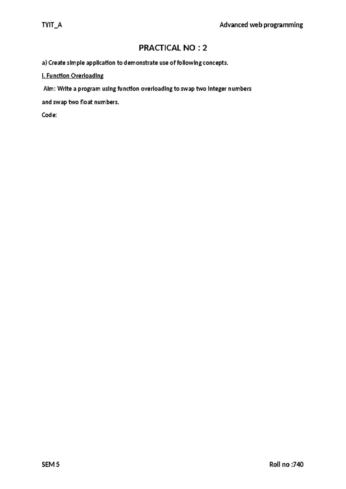 TYIT_A Advanced Web Programming Practical 2: Function Overloading ...