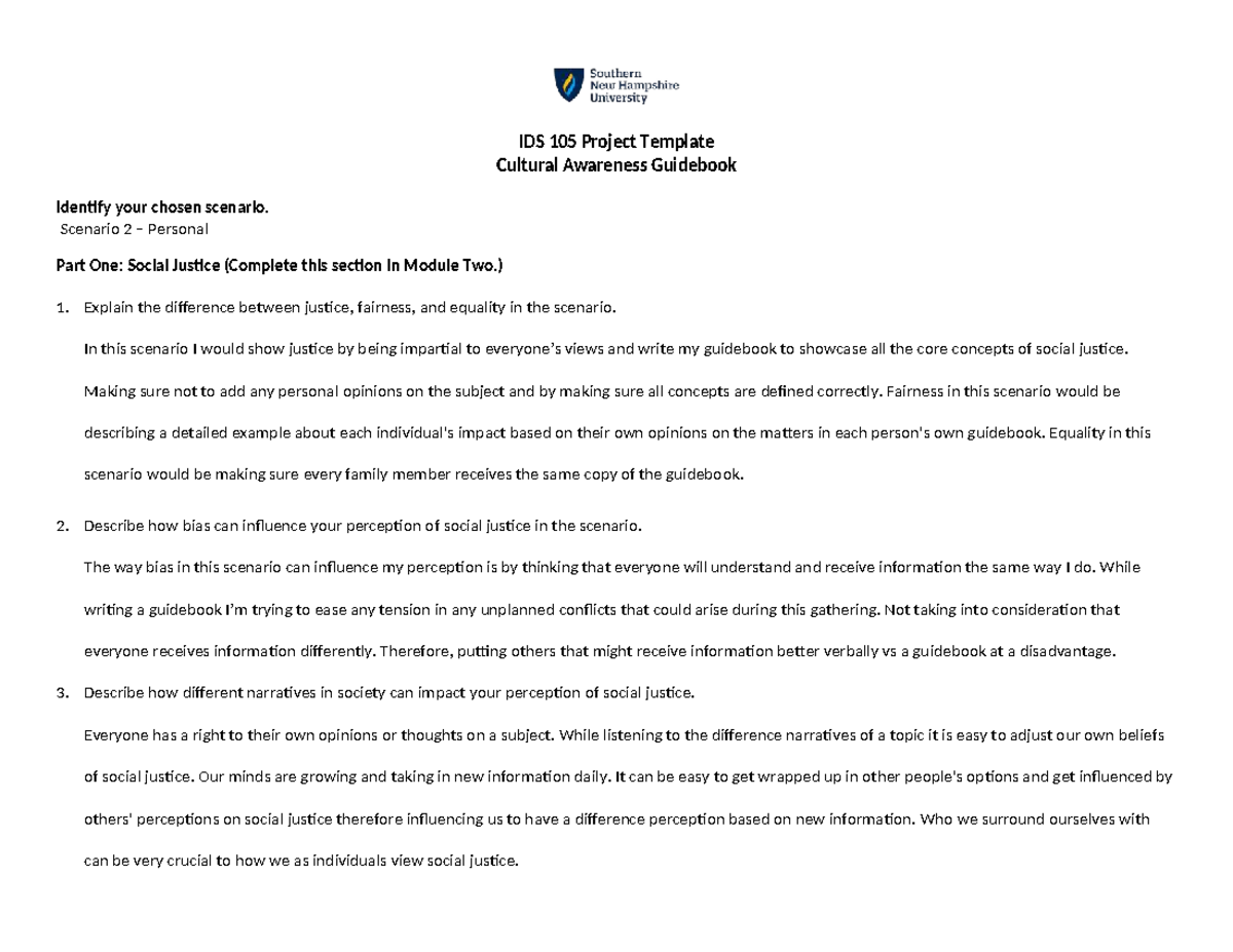 IDS 105 Project Template: Cultural Awareness & Social Justice Guidebook ...