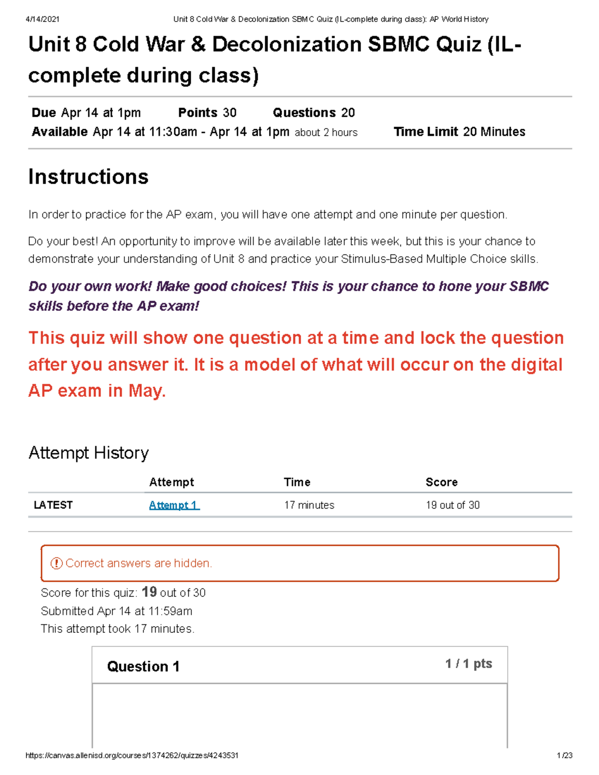 AP World History Unit 8 Cold War Decolonization SBMC Quiz Guide - Studocu