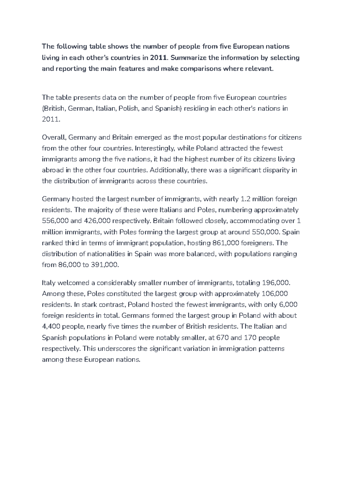 European Immigration Patterns in 2011: A Comparative Analysis - Studocu