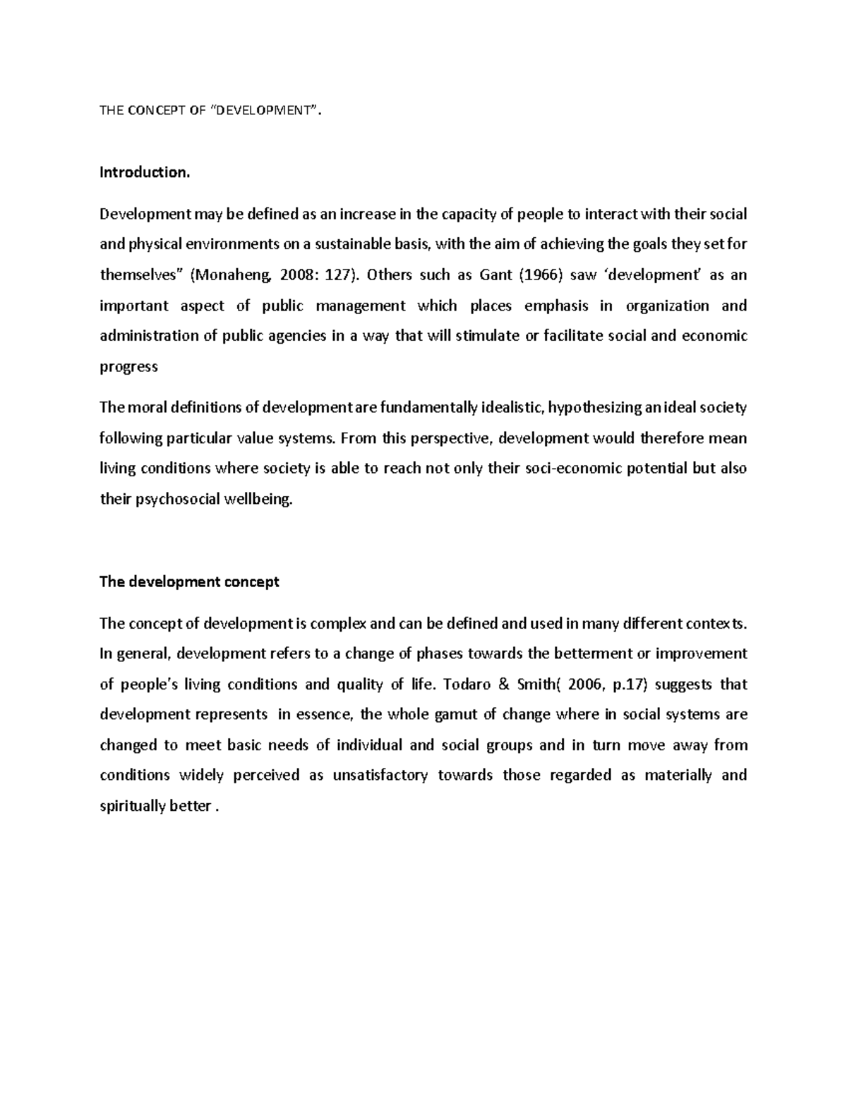 Chapter 1 - The Concept of Development: An Overview - Studocu