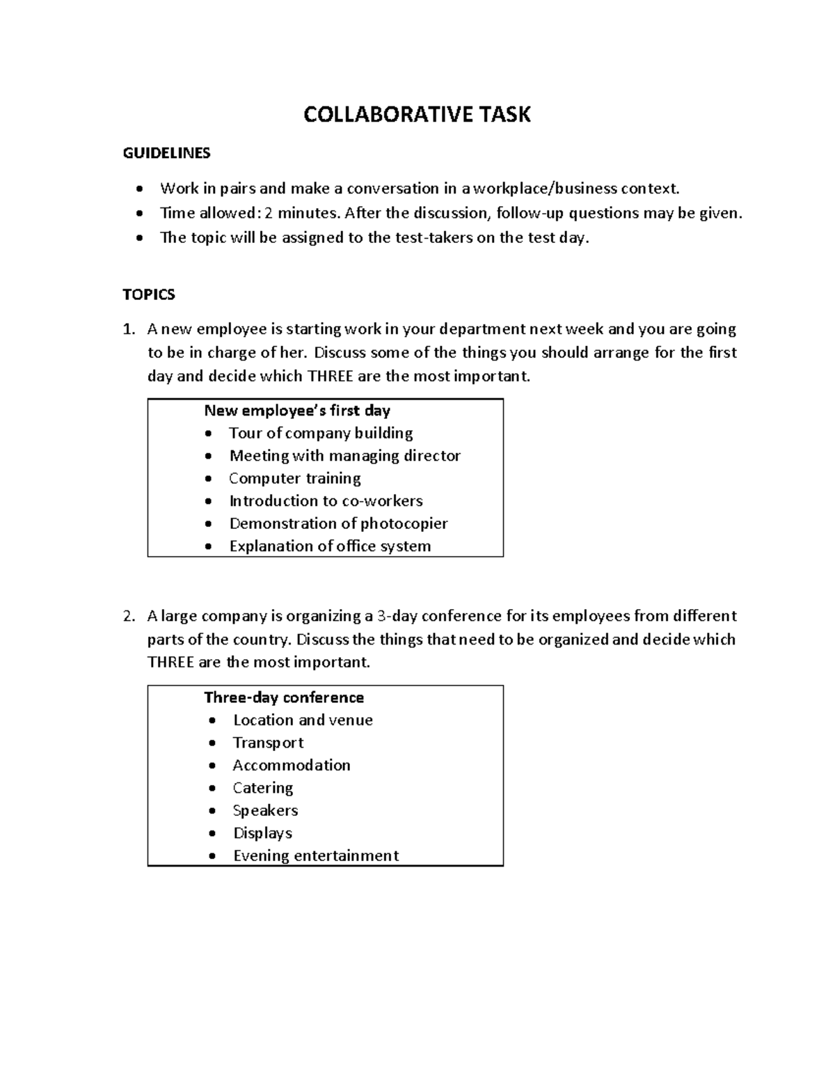 Speaking 1 - Collaboration Task Guidelines for Students - Studocu