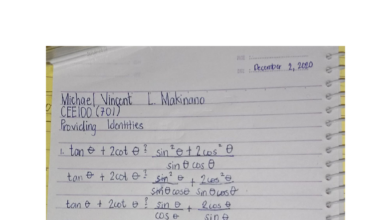 CEE100 Proving Identities Notes by Makinano - Studocu