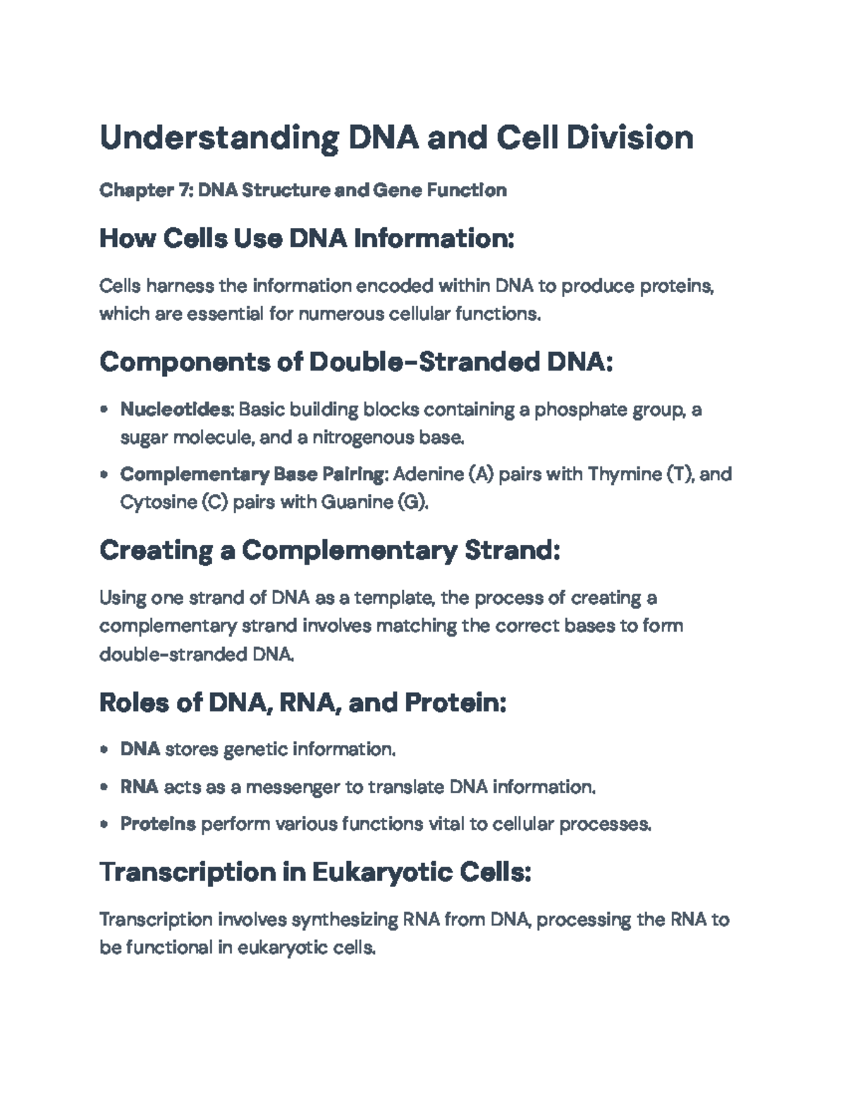 Understanding DNA Structure and Cell Division: A Comprehensive Overview ...