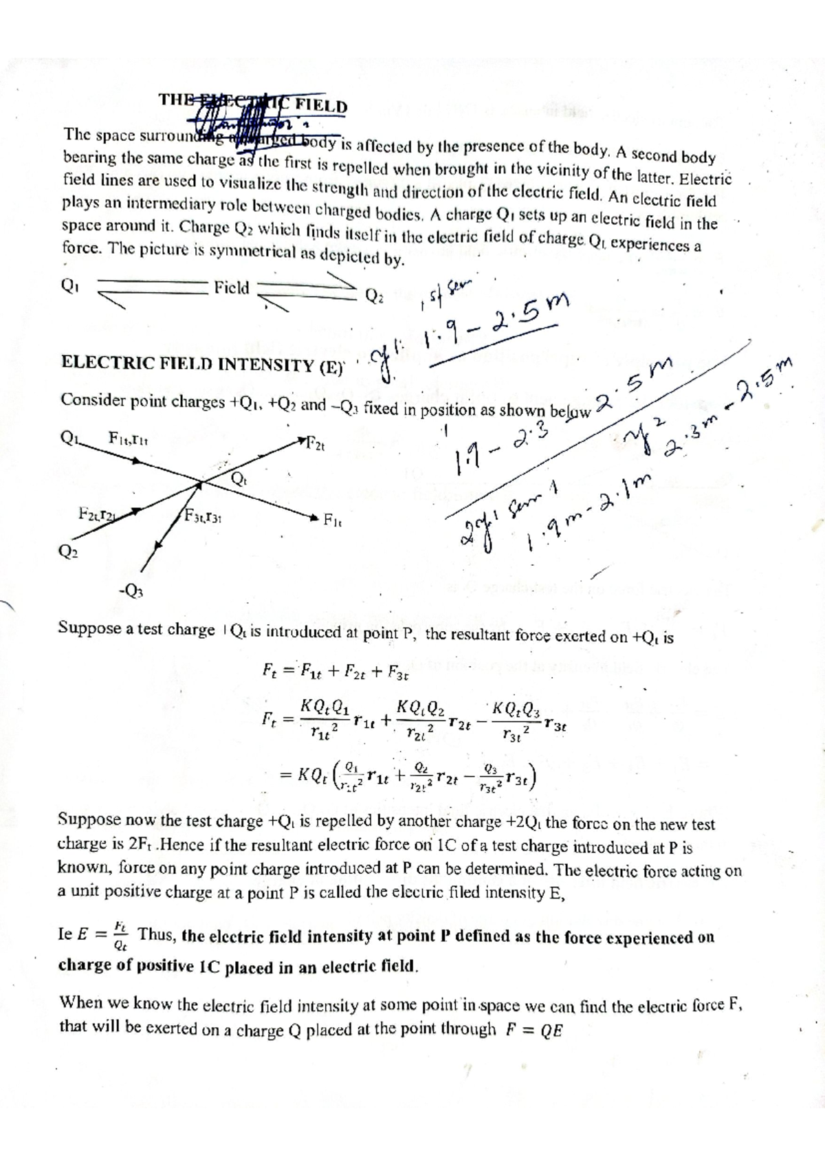 Electricity and Magnetism Lecture 2: The Electric Field and Intensity ...