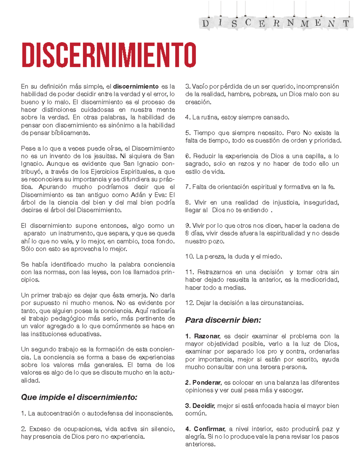 Discernimiento: Entendiendo su Importancia y Métodos - HIST 101 - Studocu