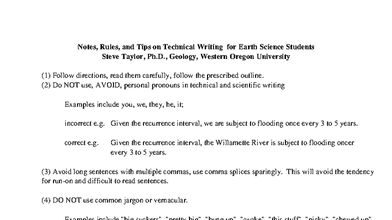 Technical Writing Tips for Earth Science Students - GEOL 101 - Studocu