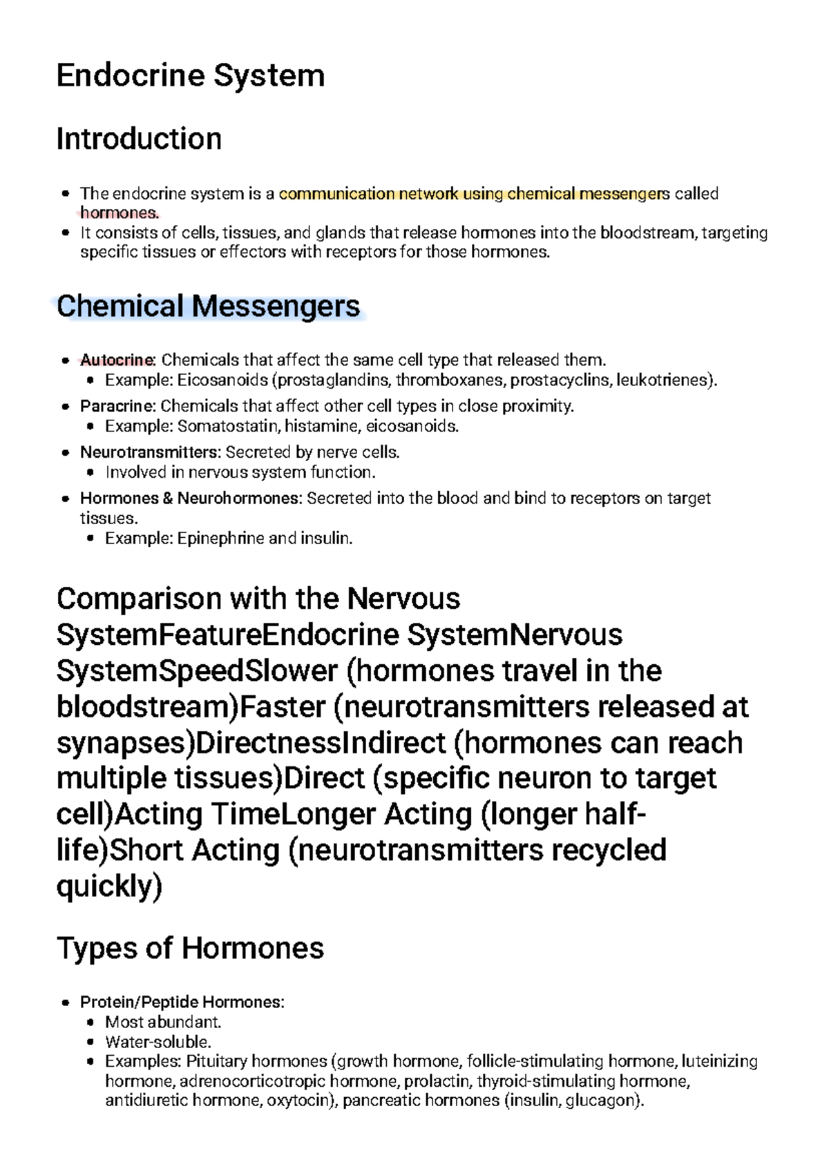 Endocrine System Overview - Study Guide (BIO 101) - Studocu