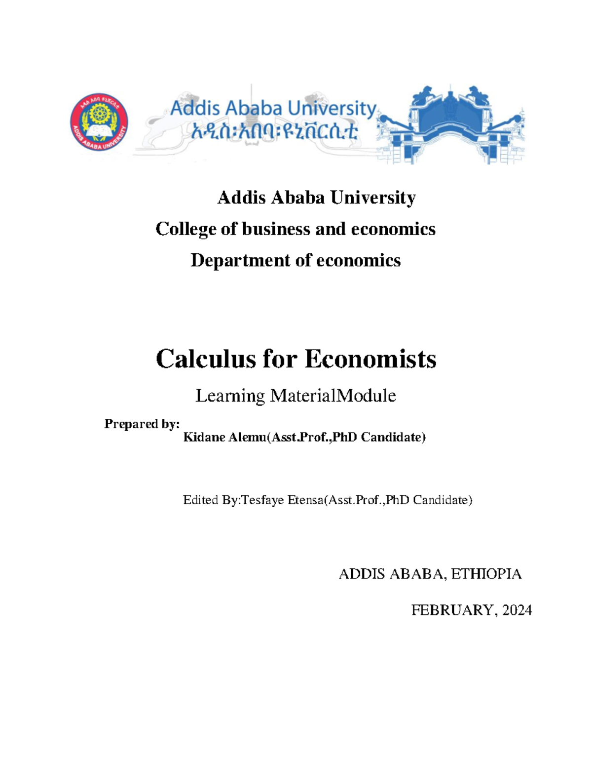 Calculus for Economists (ECO 101): Comprehensive Learning Material ...
