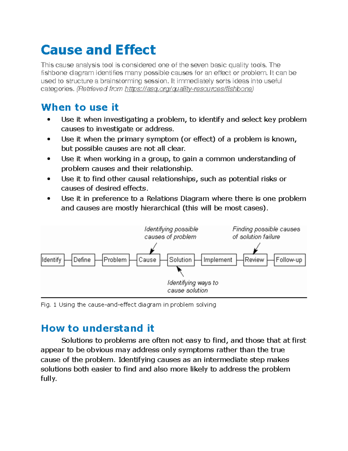 Cause and Effect Analysis: Understanding the Fishbone Diagram - Studocu