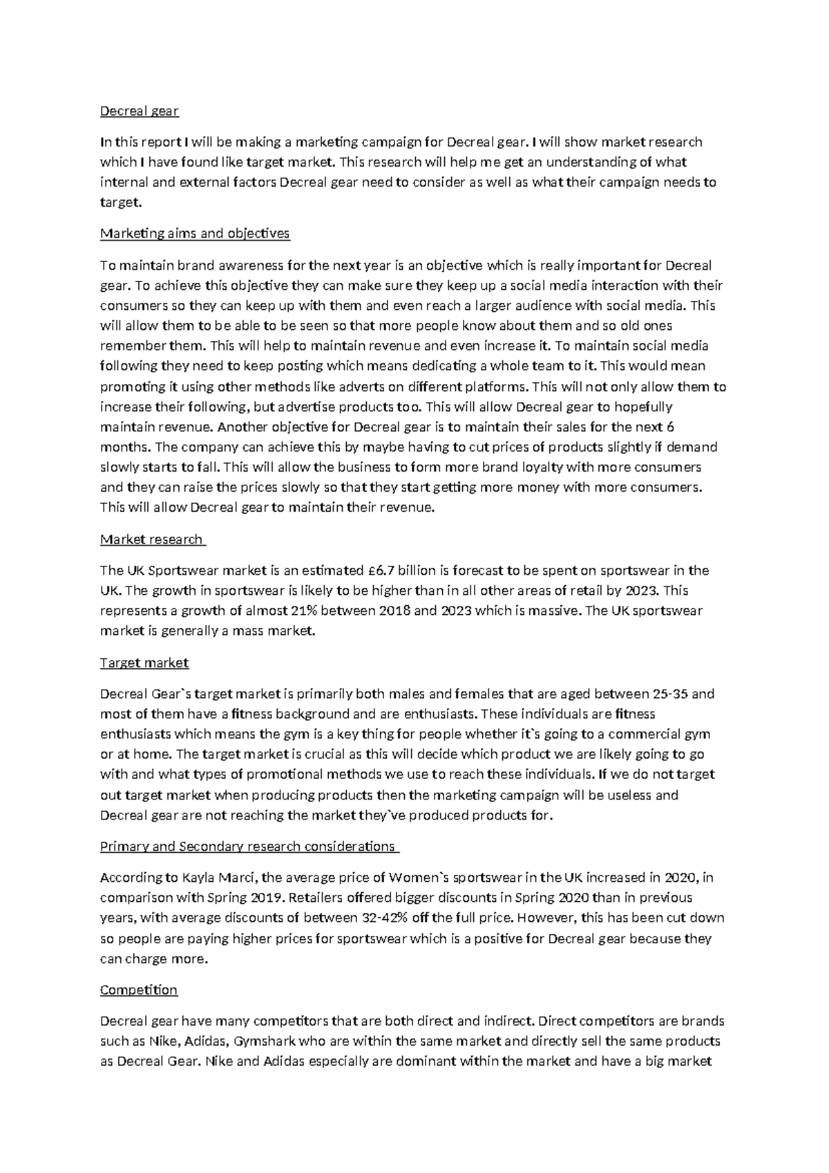 Decreal Gear Marketing Campaign Strategy and Analysis Report - Studocu