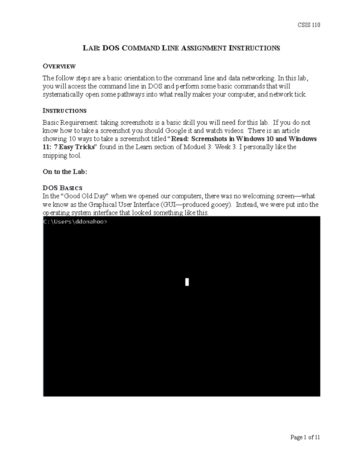 Lab DOS Command Line Assignment Instructions - LAB: DOS COMMAND LINE ... Lab DOS Command Line Assignment Instructions - LAB: DOS COMMAND LINE ...