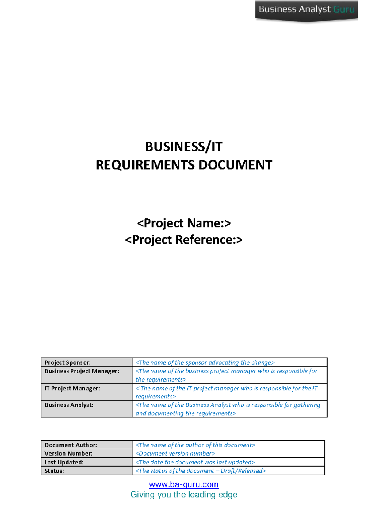 BRD Template - Business Requirements Document (BRD) - Studocu