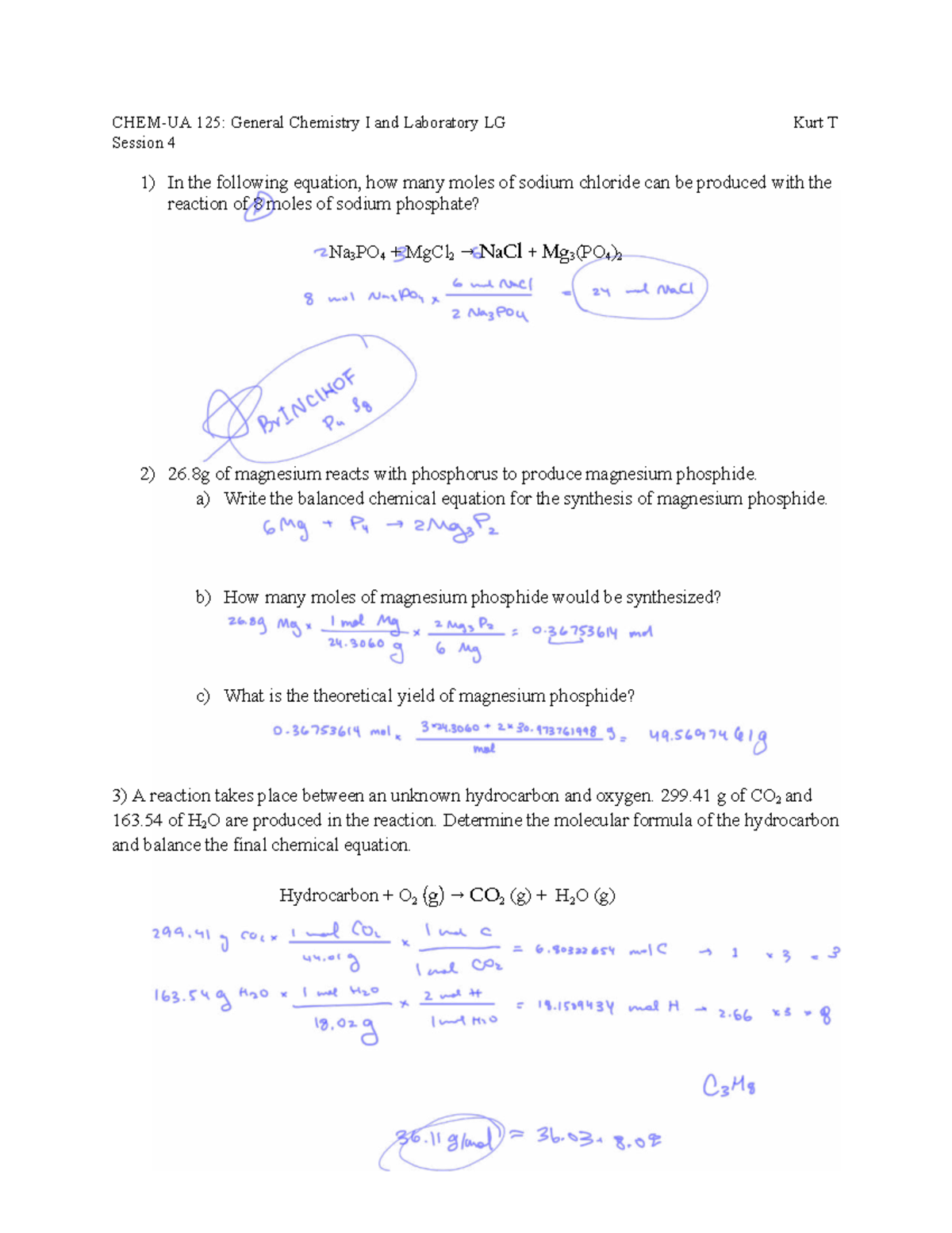 GCI 125: General Chemistry I Lab Session 4 Worksheet - Studocu
