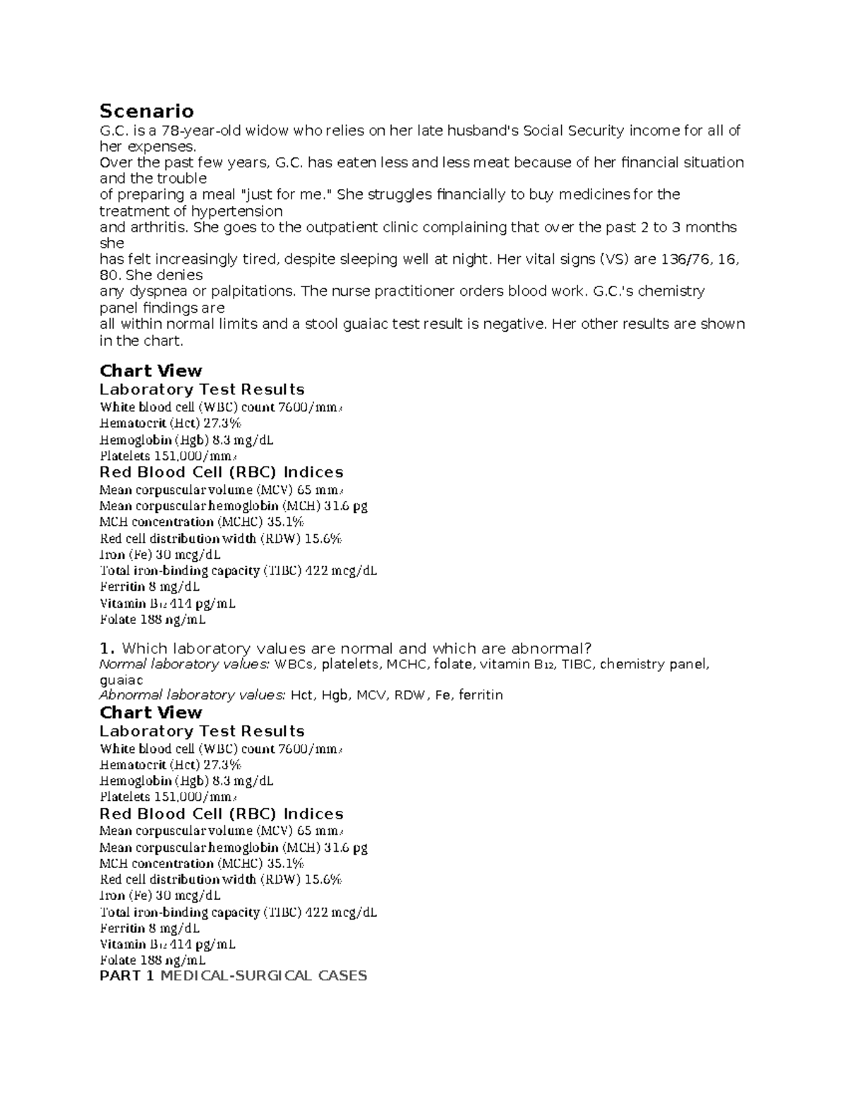 Anemia Case Study Analysis and Management: G.C.'s Situation - Studocu