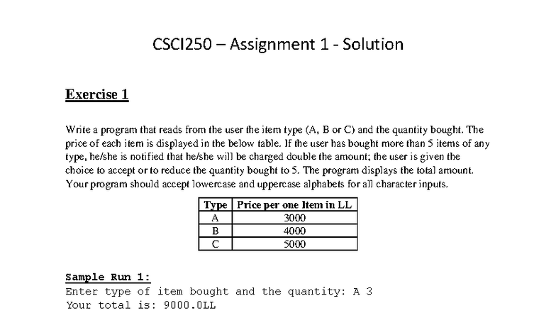 CSCI250 Assignment 1 - Programming Solutions and Exercises - Studocu