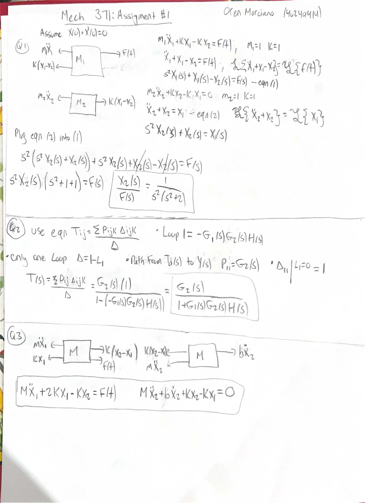 Mech 371: Assignment 1 - Analysis of Motion and Equations - Studocu