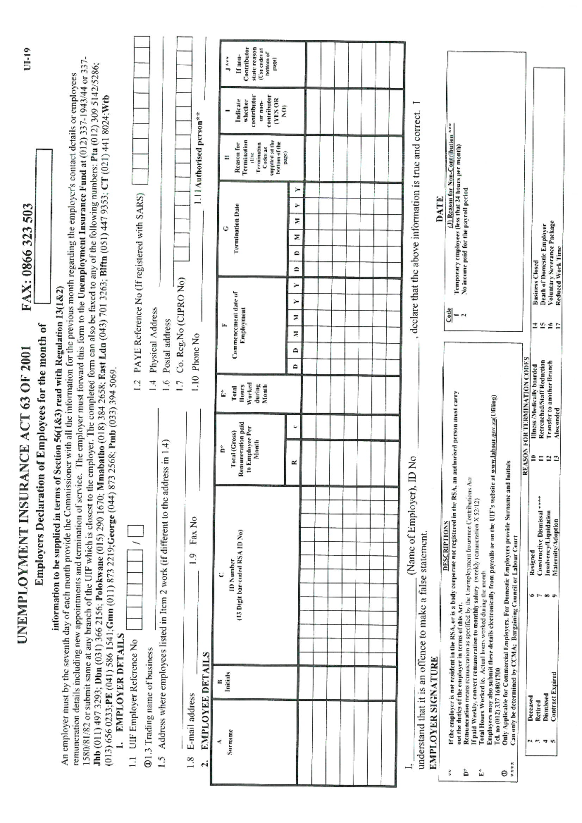 UI 19 FORM - Employers' Declaration & Employee Info Guide - Studocu