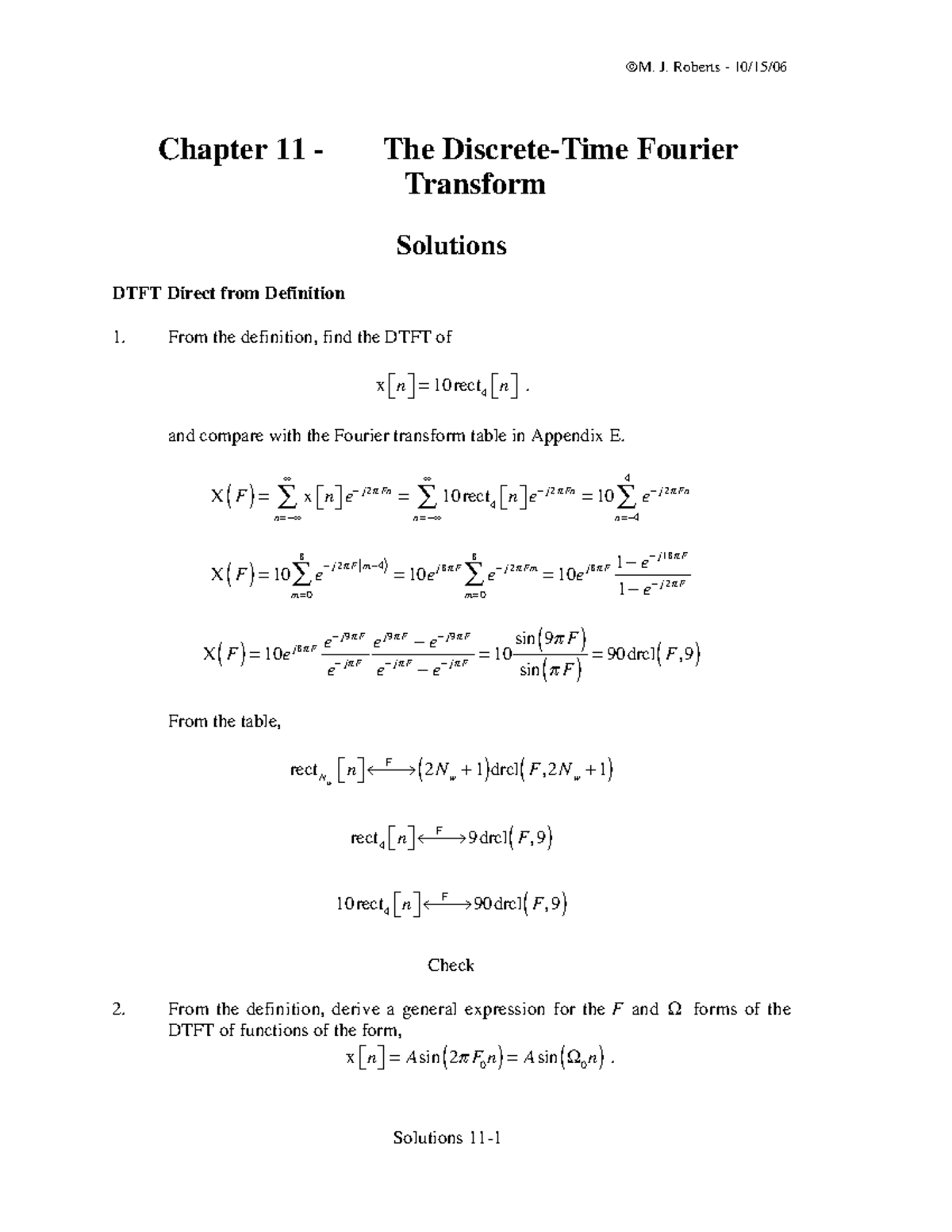 Chap11Solutions - dddddd - Chapter 11 - The Discrete-Time Fourier ...