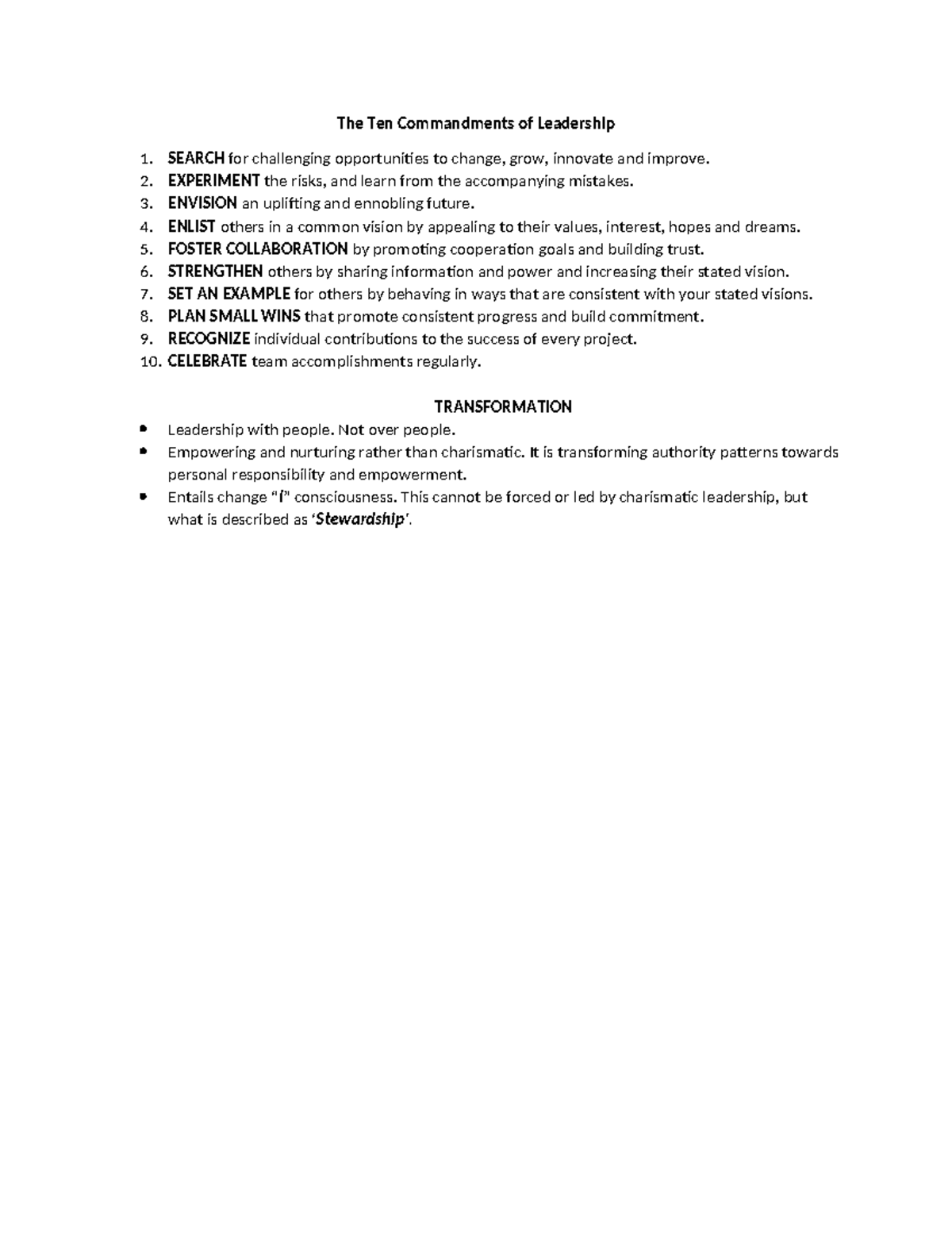 The Ten Commandments of Leadership: Transformative Practices for ...