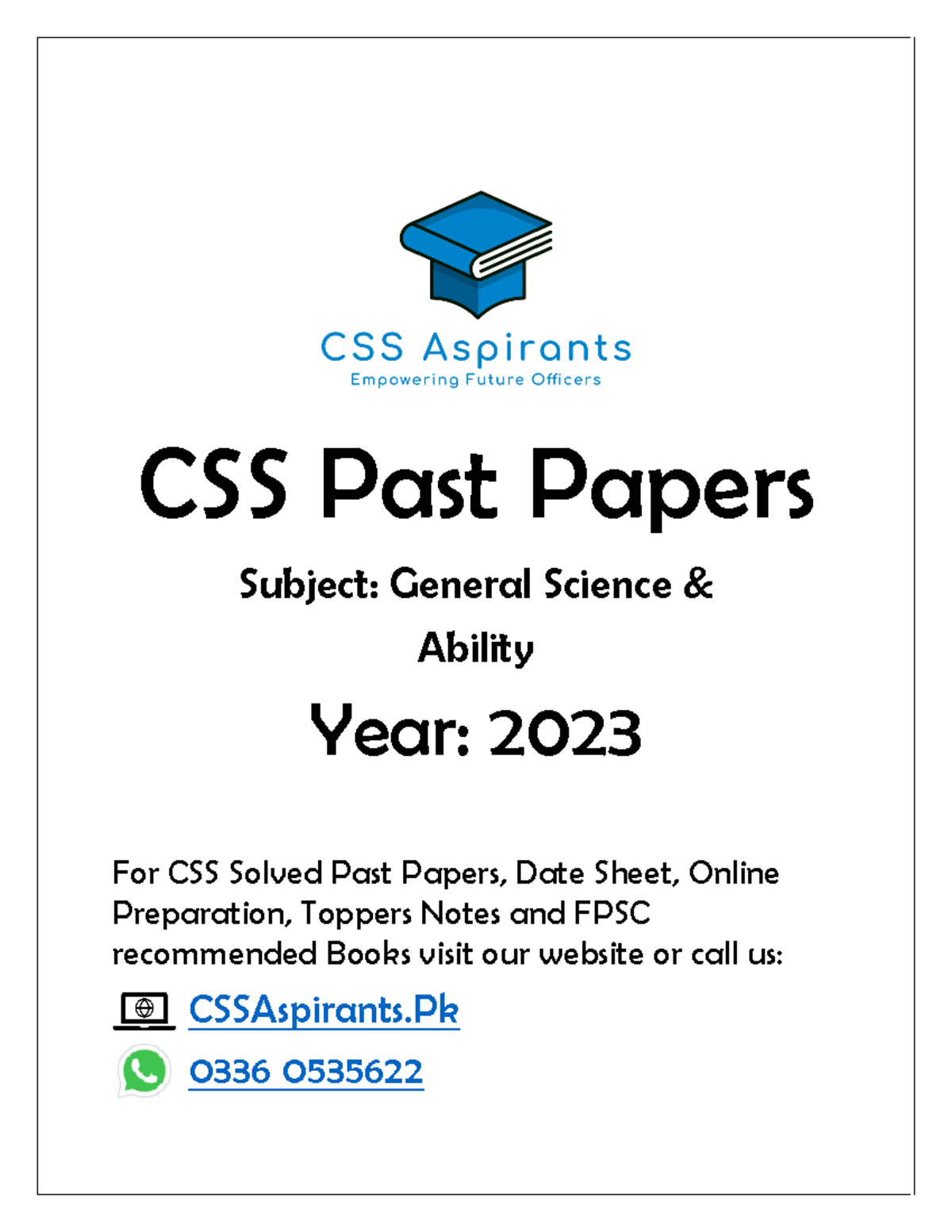 CSS 2023 General Science & Ability Past Papers Review - Studocu