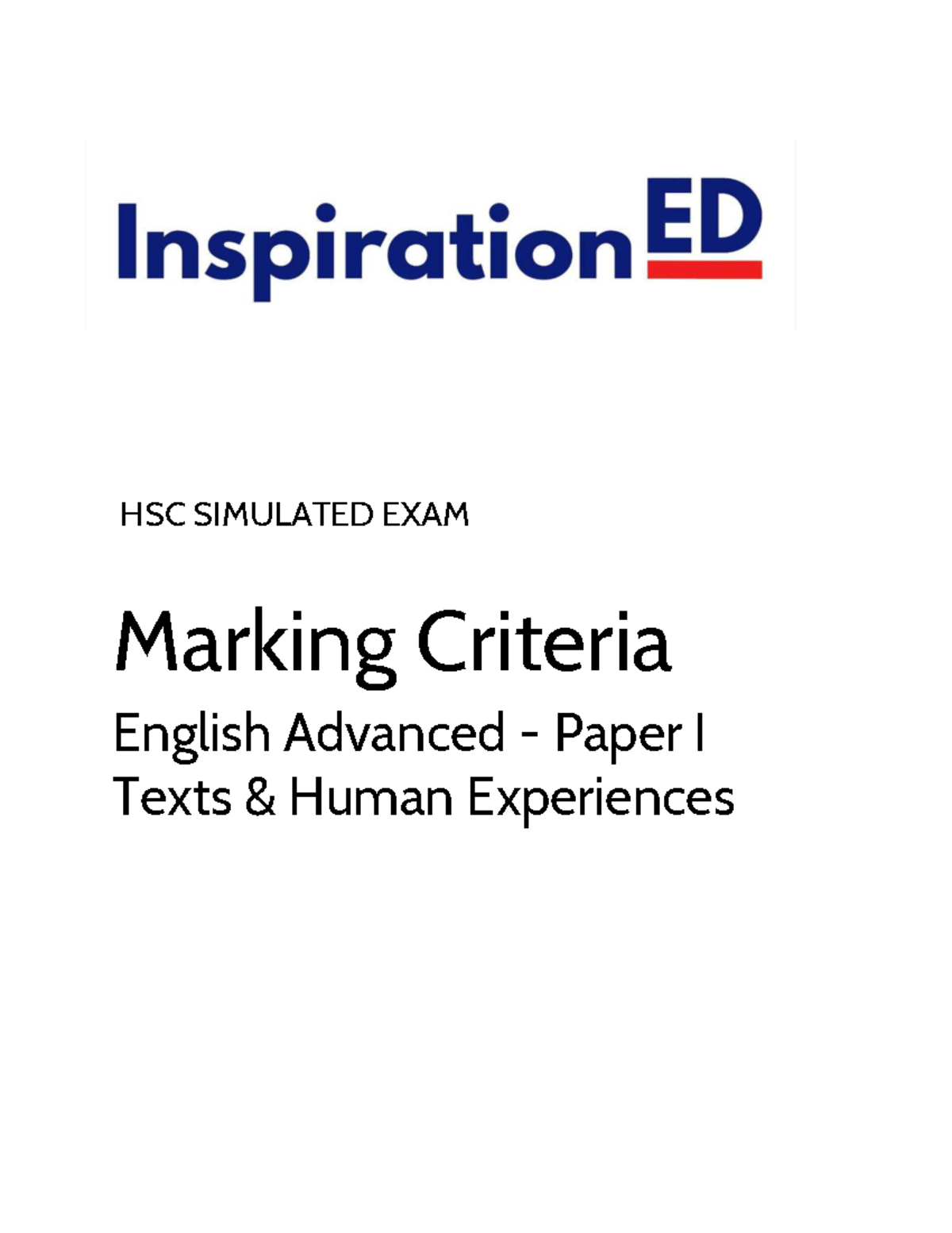 English Advanced HSC Simulated Exam Marking Criteria 2025 - Studocu