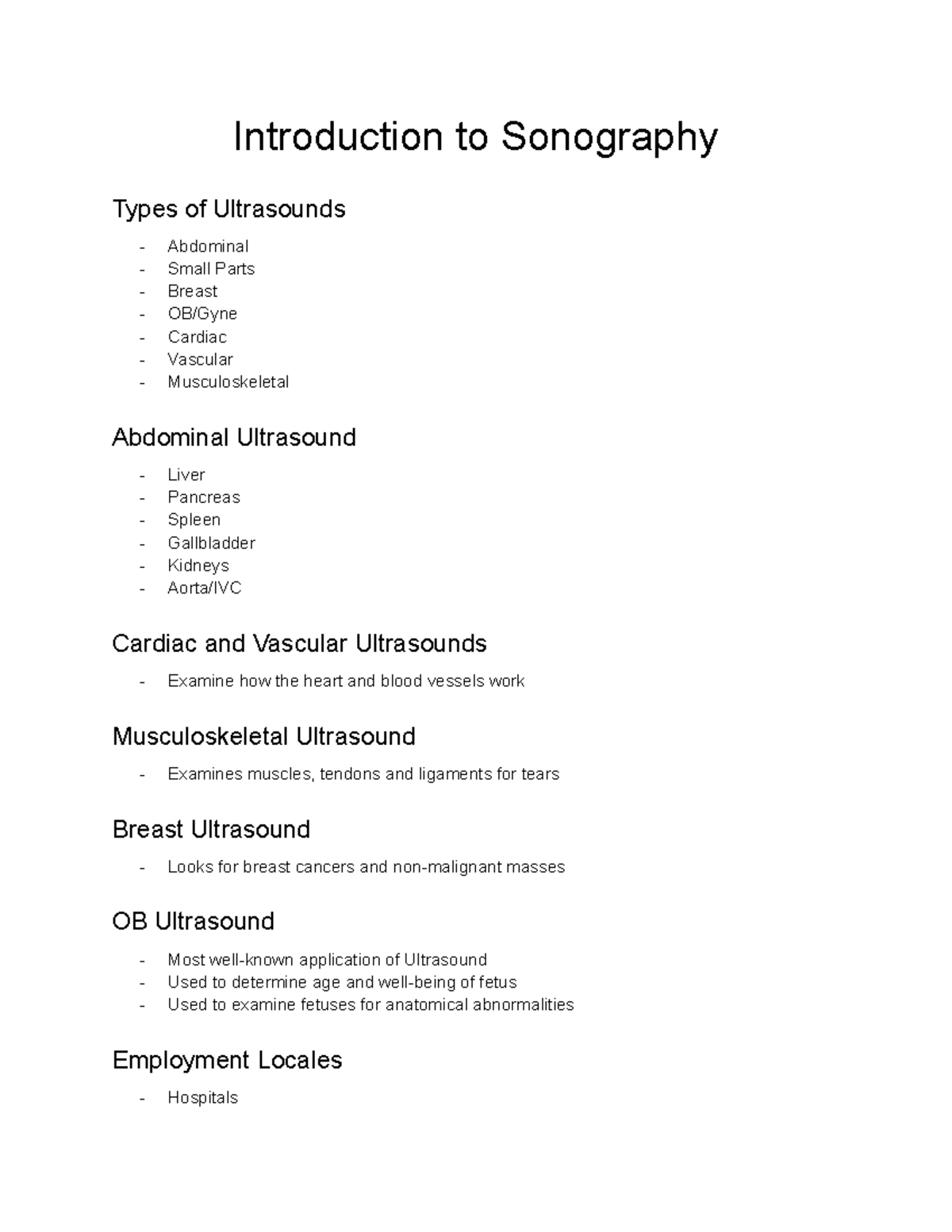 DMIS 1110: Intro to Sonography - Types & Applications of Ultrasounds ...