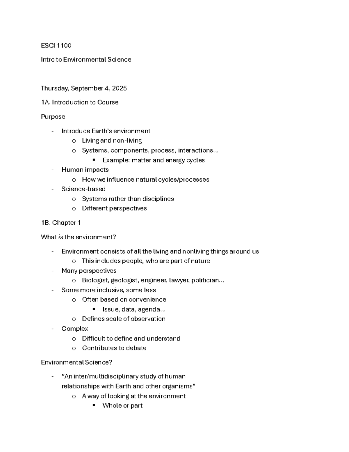 ENV 1100: Intro to Environmental Science - Human Impact & Ecosystems ...