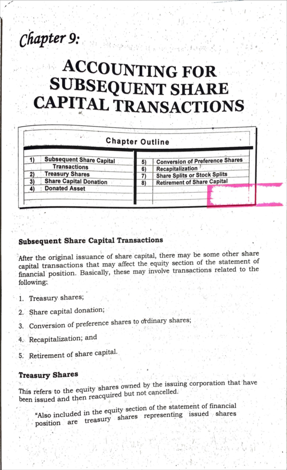 CFAS Finals: Accounting for Subsequent Share Capital Transactions - Studocu