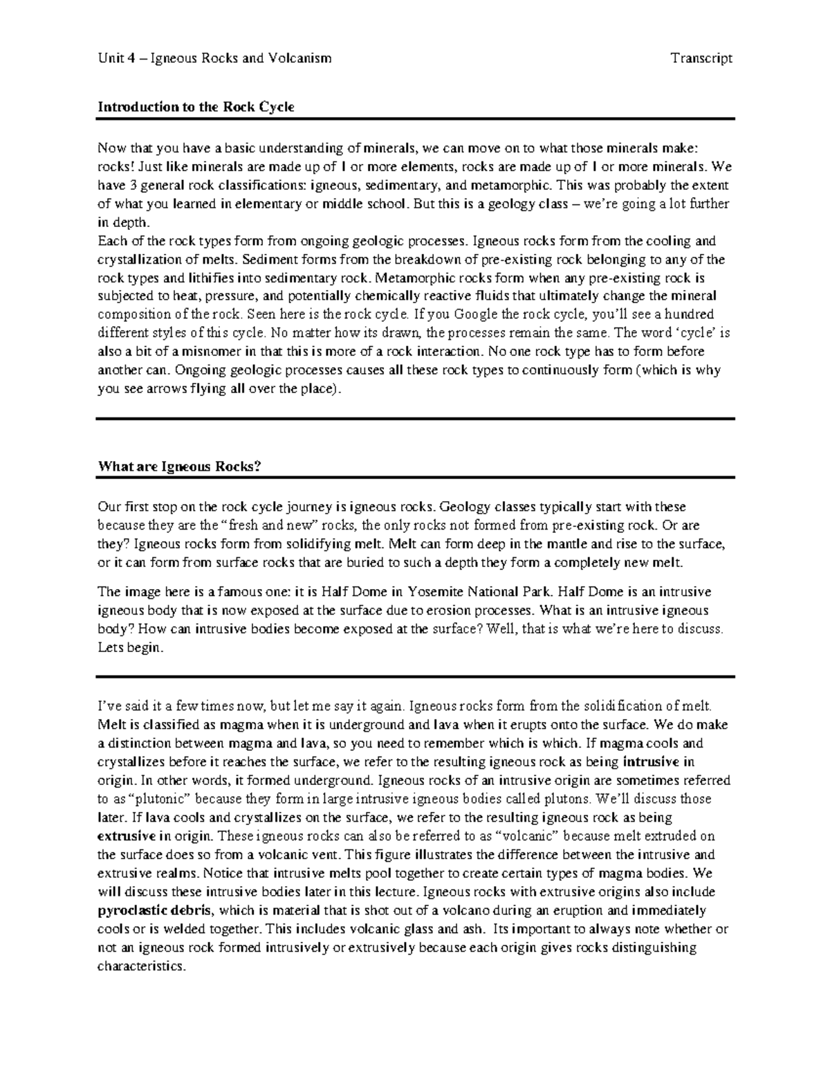 Unit 4: Igneous Rocks and Volcanism - Lecture Notes - Studocu