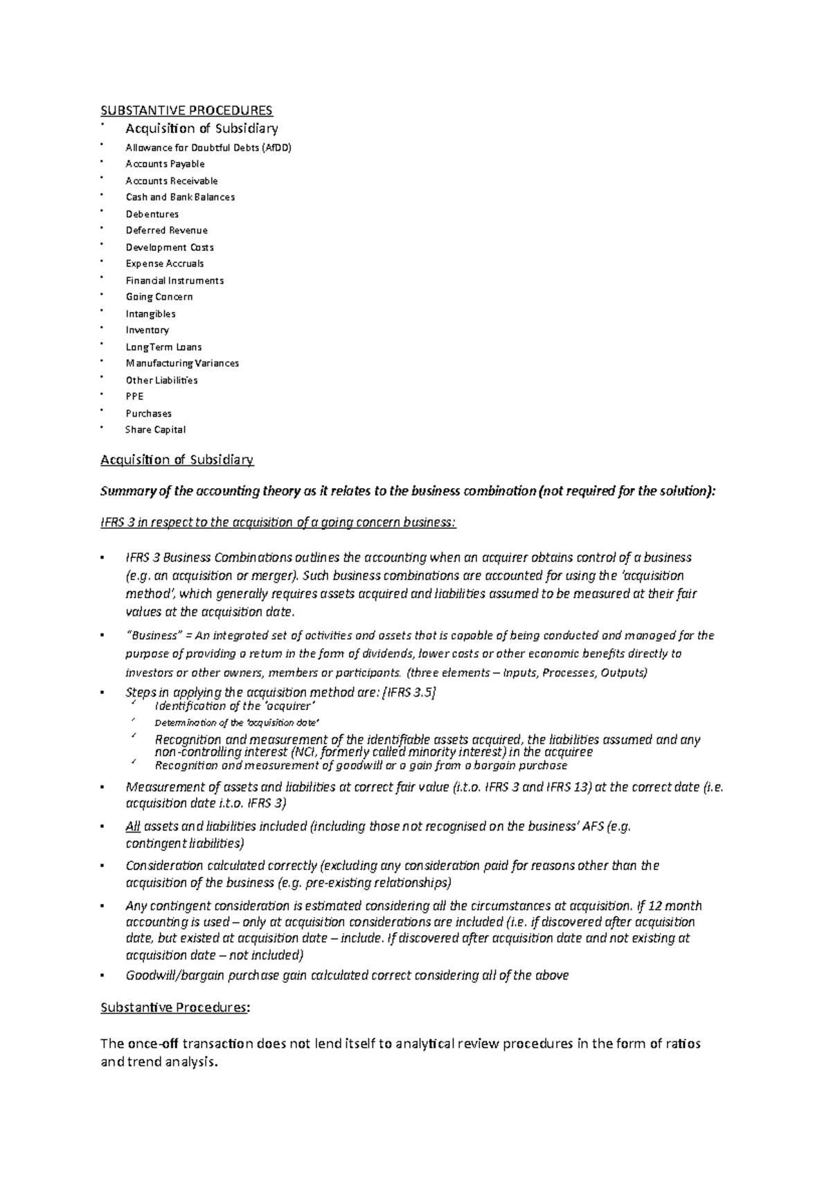Comprehensive Substantive Procedures Guide for Business Combinations ...