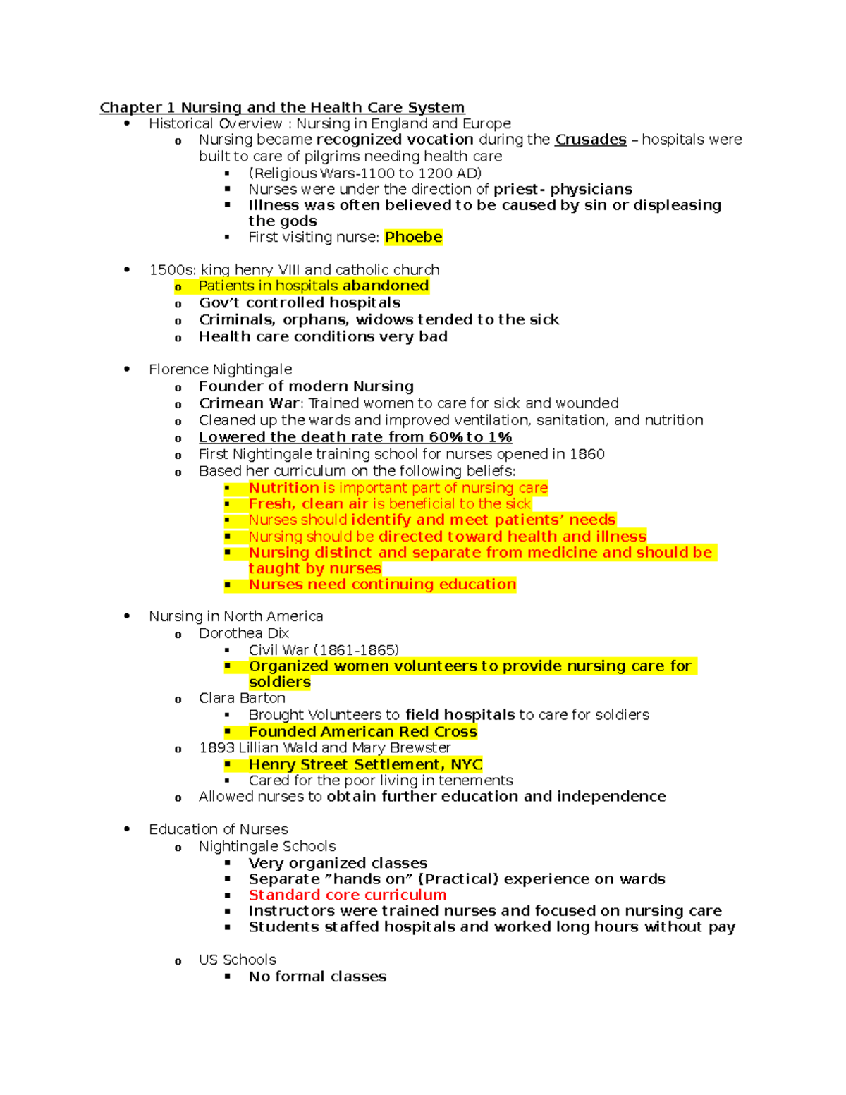 NUR 101: Chapter 1 - Historical Overview of Nursing and Health Care ...