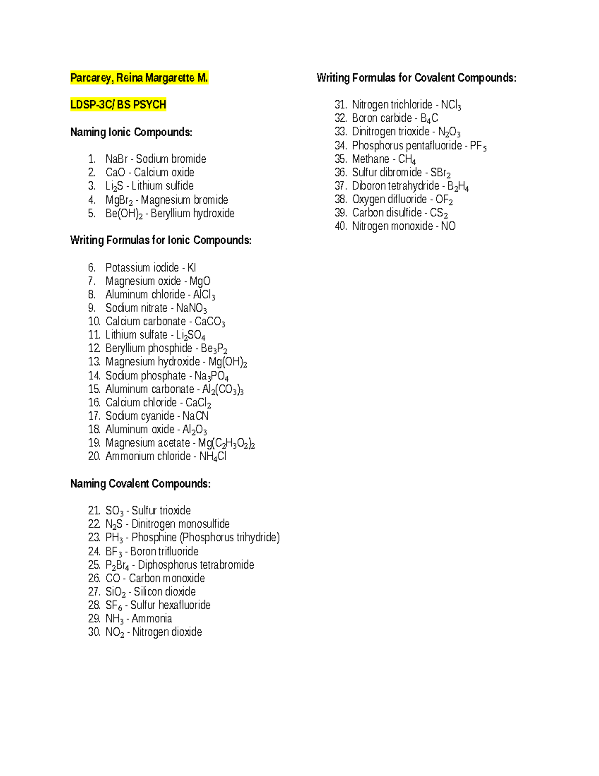 LDSP-3C: Genchem Notes on Naming Ionic & Covalent Compounds - Studocu