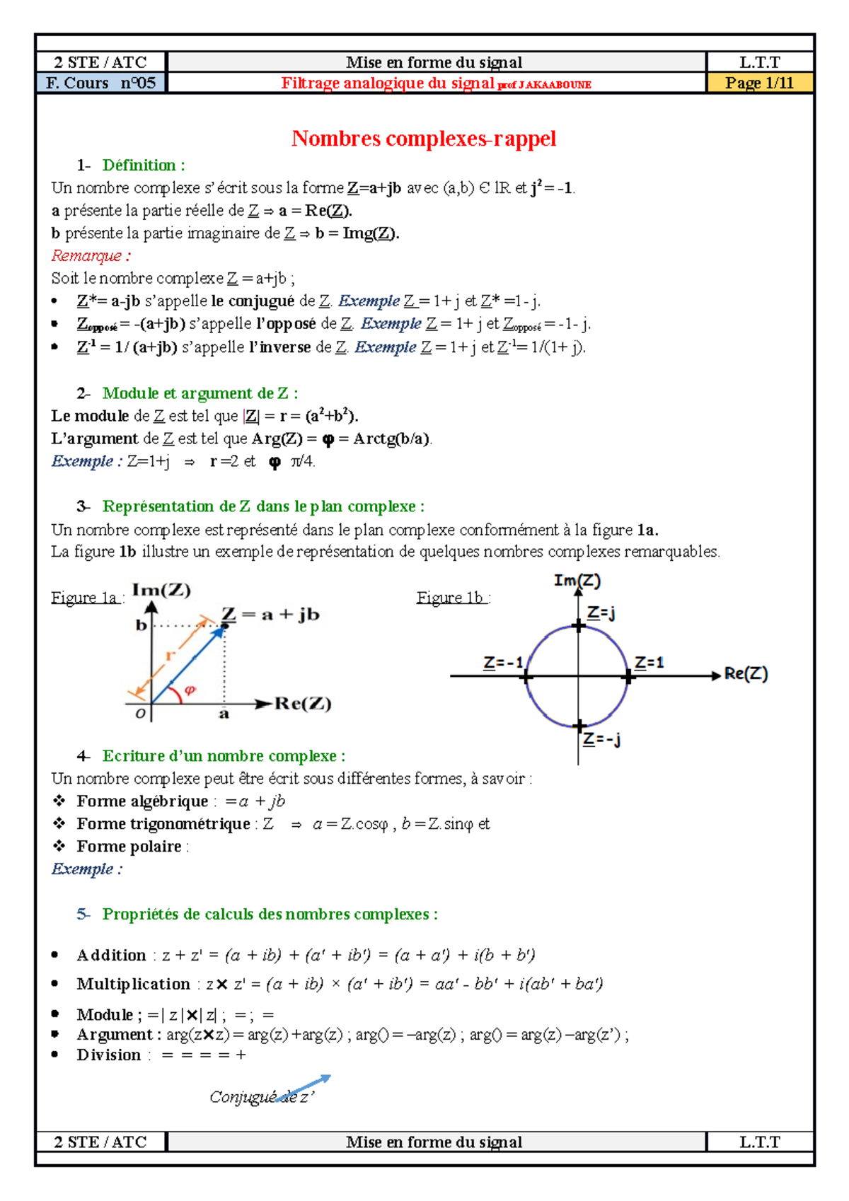 Cours n°05 : Filtrage Analogique du Signal - 2 STE / ATC - Studocu